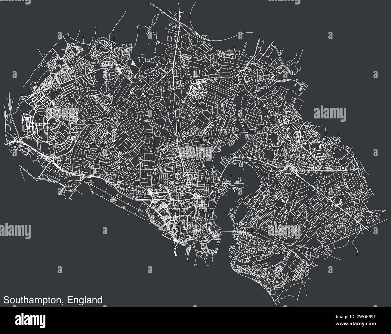 Street roads map of the UK city of SOUTHAMPTON, ENGLAND Stock Vector ...