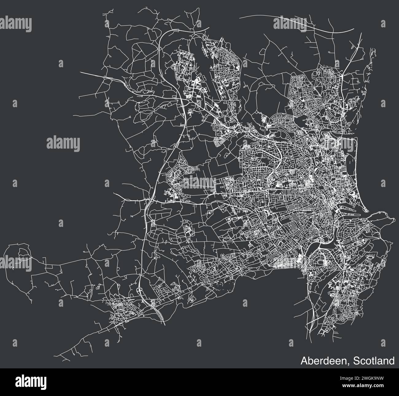 Street roads map of the UK city of ABERDEEN, SCOTLAND Stock Vector ...
