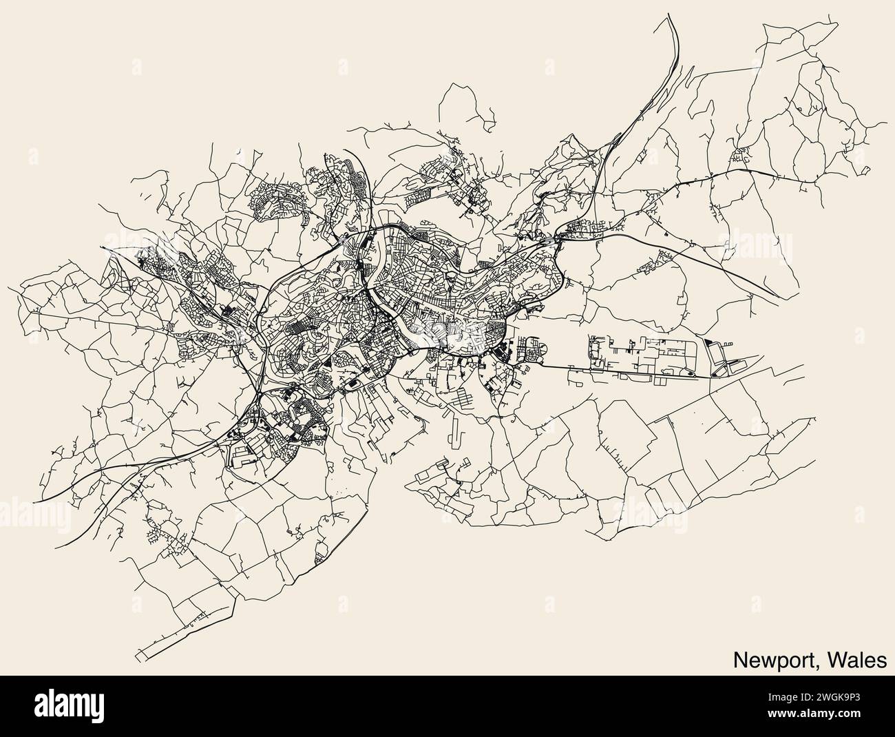 Street roads map of the UK city of NEWPORT, WALES Stock Vector Image ...