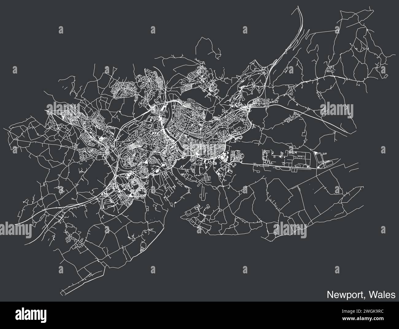 Street roads map of the UK city of NEWPORT, WALES Stock Vector Image ...
