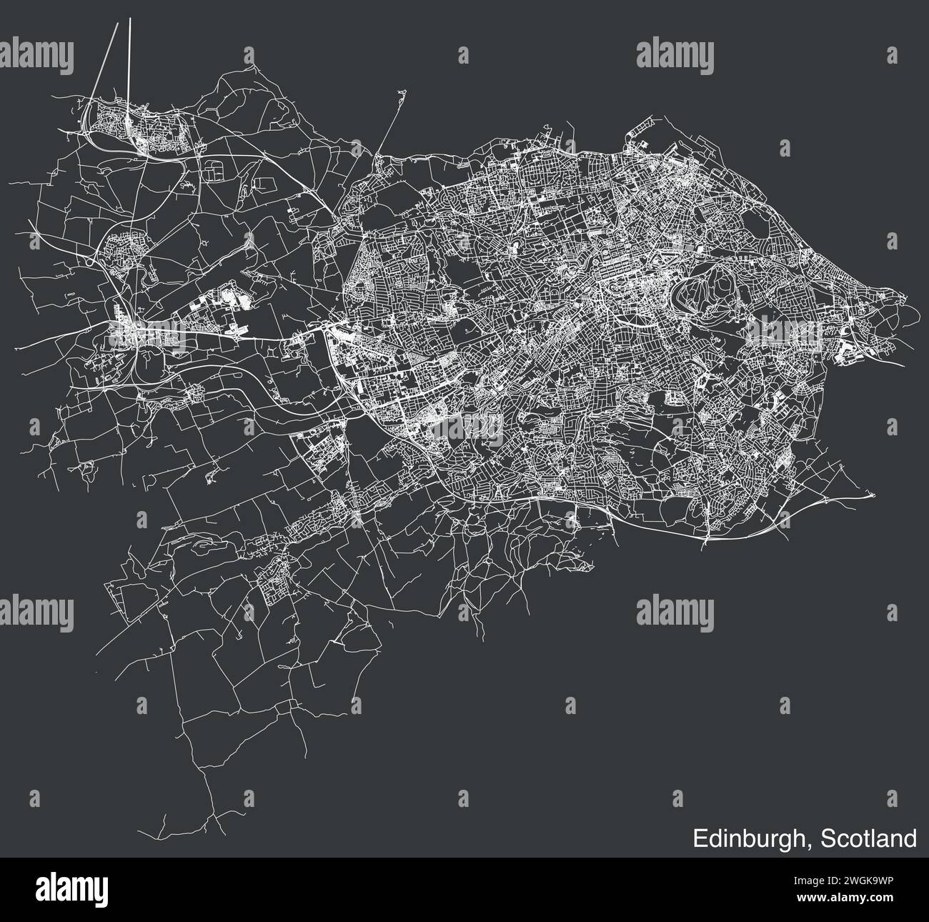 Street roads map of the UK city of EDINBURGH, SCOTLAND Stock Vector ...