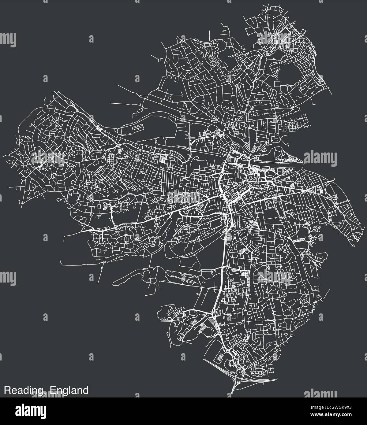 Street roads map of the UK city of READING, ENGLAND Stock Vector Image ...