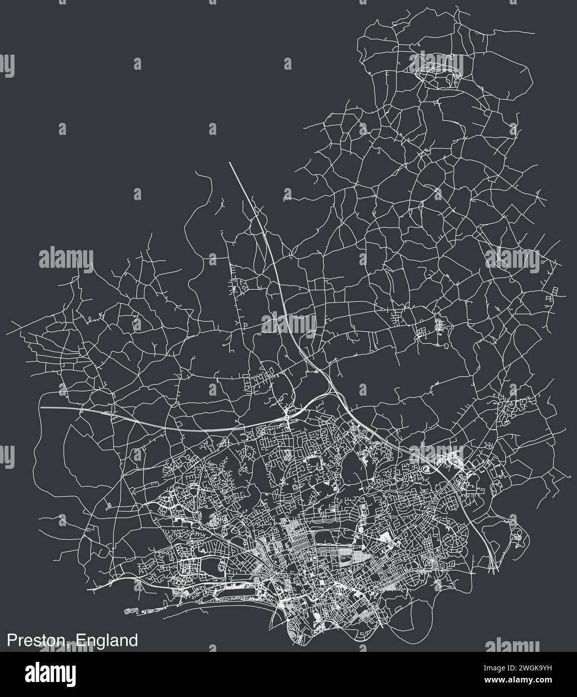 Preston outline map Stock Vector Images - Alamy