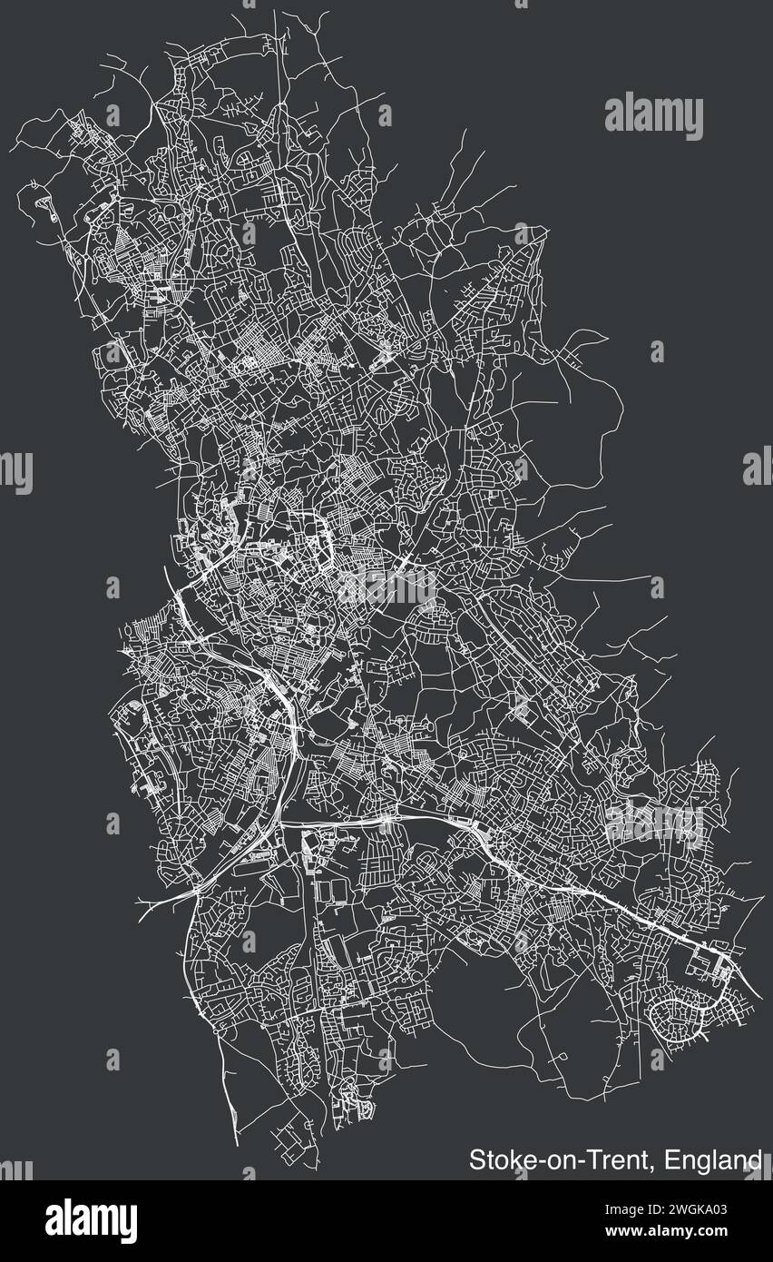 Street roads map of the UK city of STOKE-ON-TRENT, ENGLAND Stock Vector ...