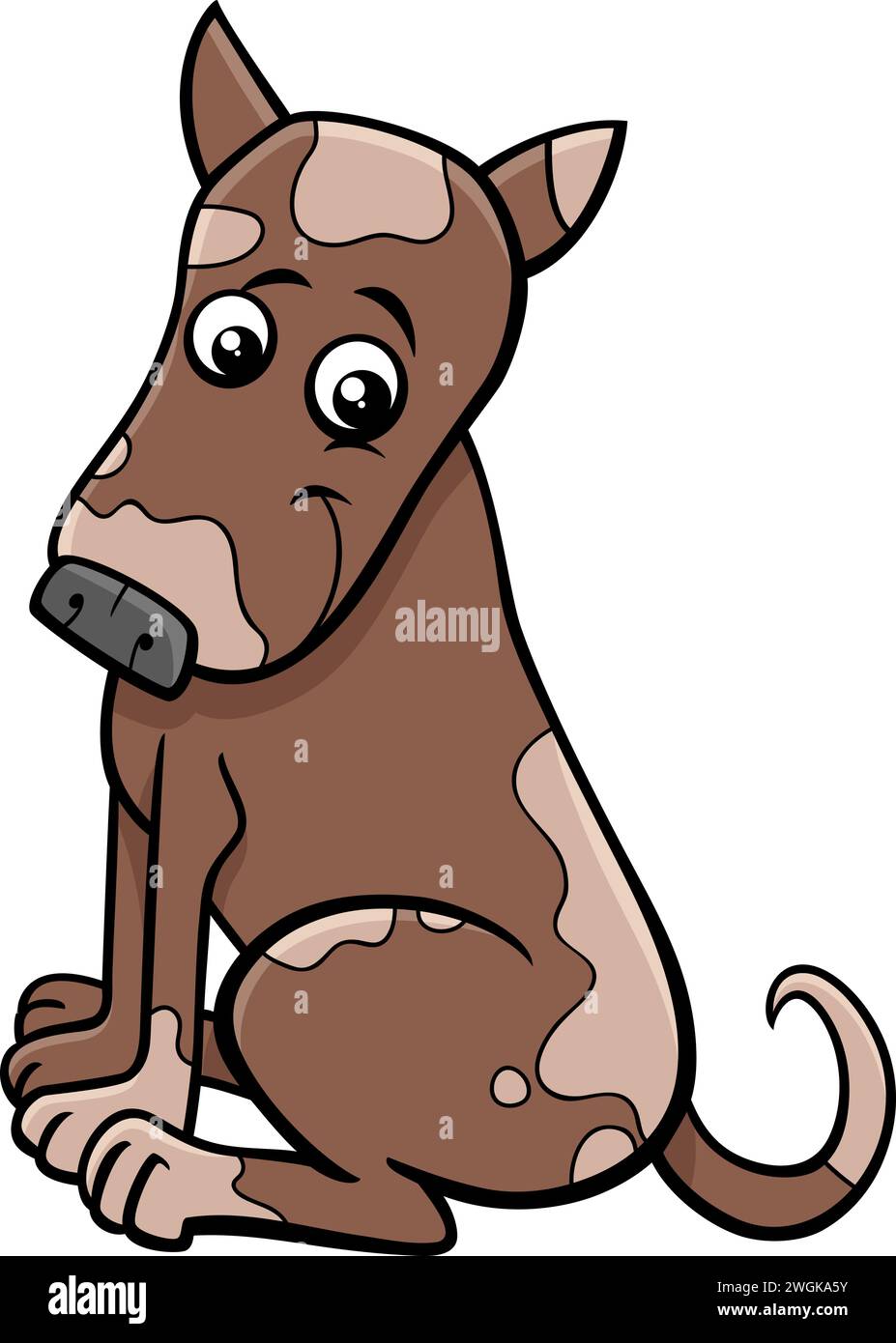 Cartoon illustration of happy spotted dog comic animal character Stock ...
