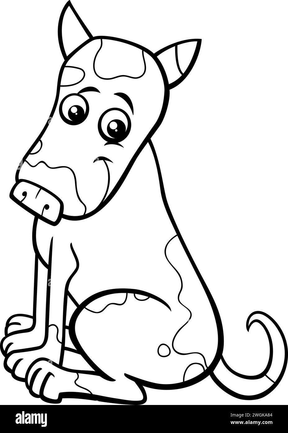 Cartoon illustration of happy spotted dog comic animal character ...