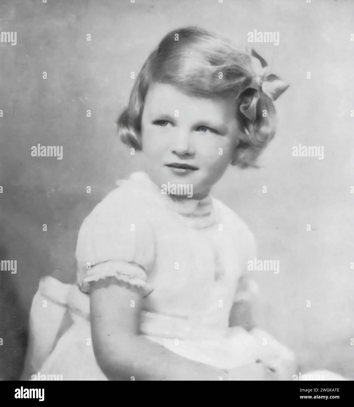 Portrait of the young Princess Alexandra of Kent at the age of 4, taken ...