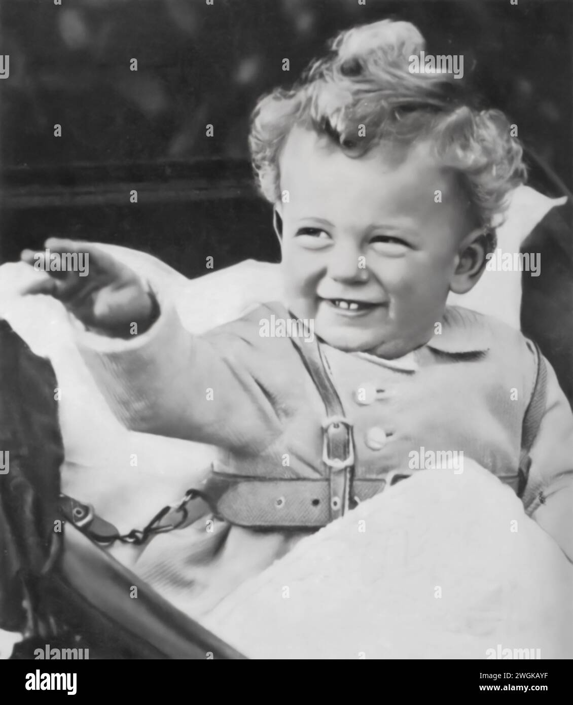 A photograph of Prince Edward of Kent in his baby stroller, taken in ...