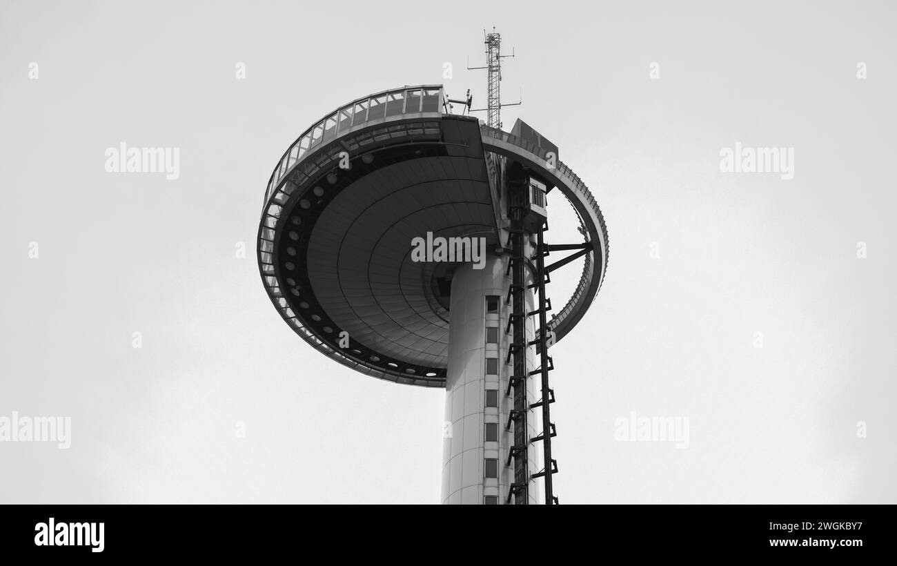 view of the Moncloa Lighthouse, it is a transmission tower, built in ...