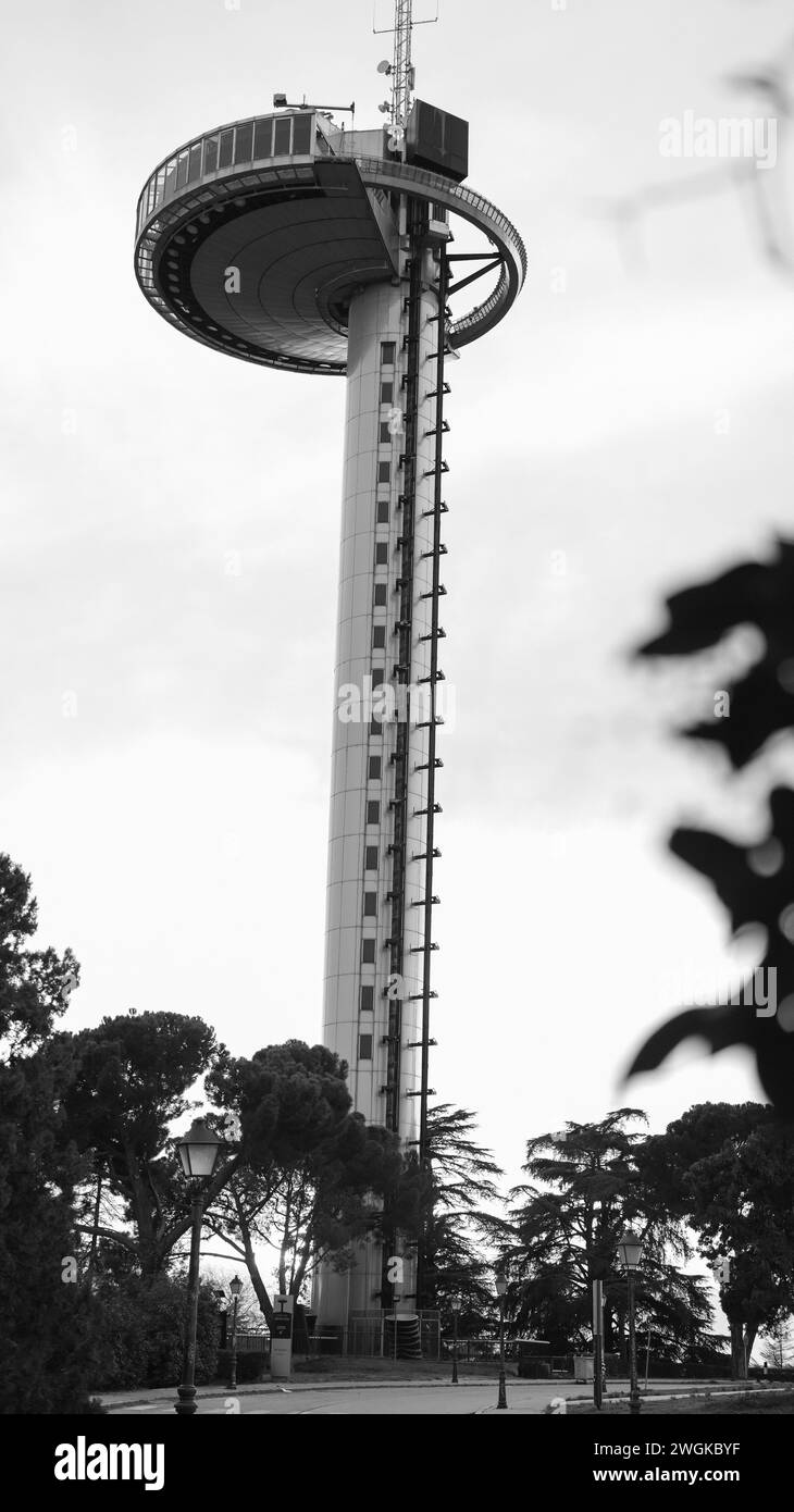 view of the Moncloa Lighthouse, it is a transmission tower, built in ...