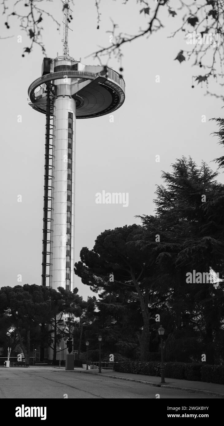 view of the Moncloa Lighthouse, it is a transmission tower, built in ...