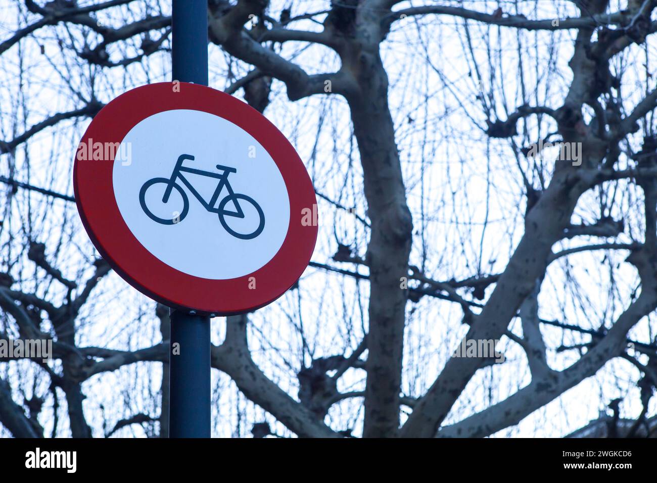 Bicycles prohibited sign. Regulation banning bikes at gardened ...