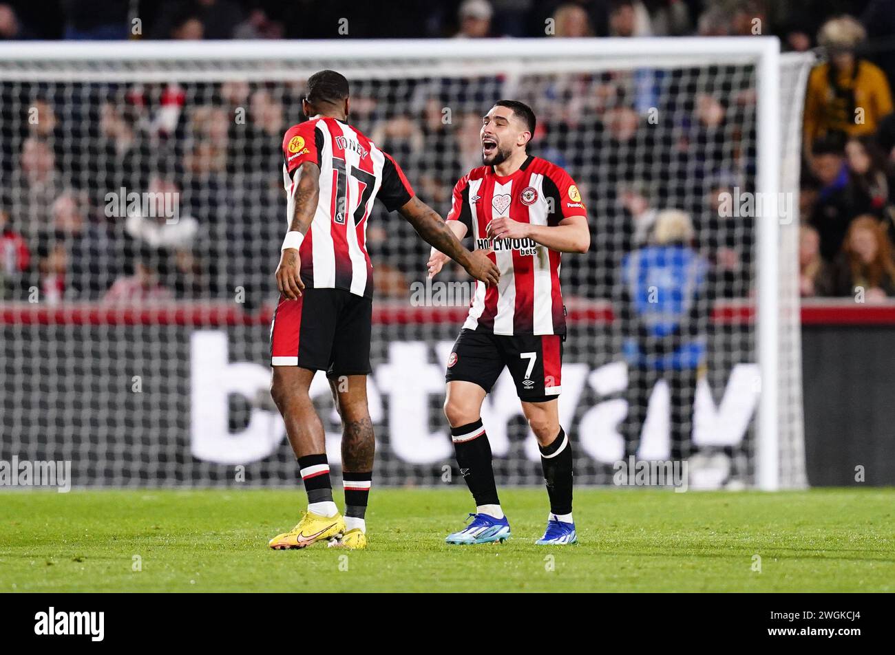 Brentford's Neal Maupay celebrates scoring their side's first goal of ...