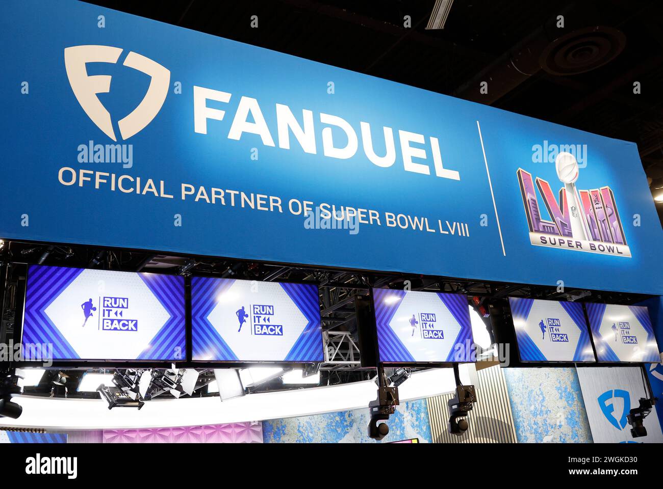 Las Vegas, United States. 05th Feb, 2024. A media booth for FanDuel is ...