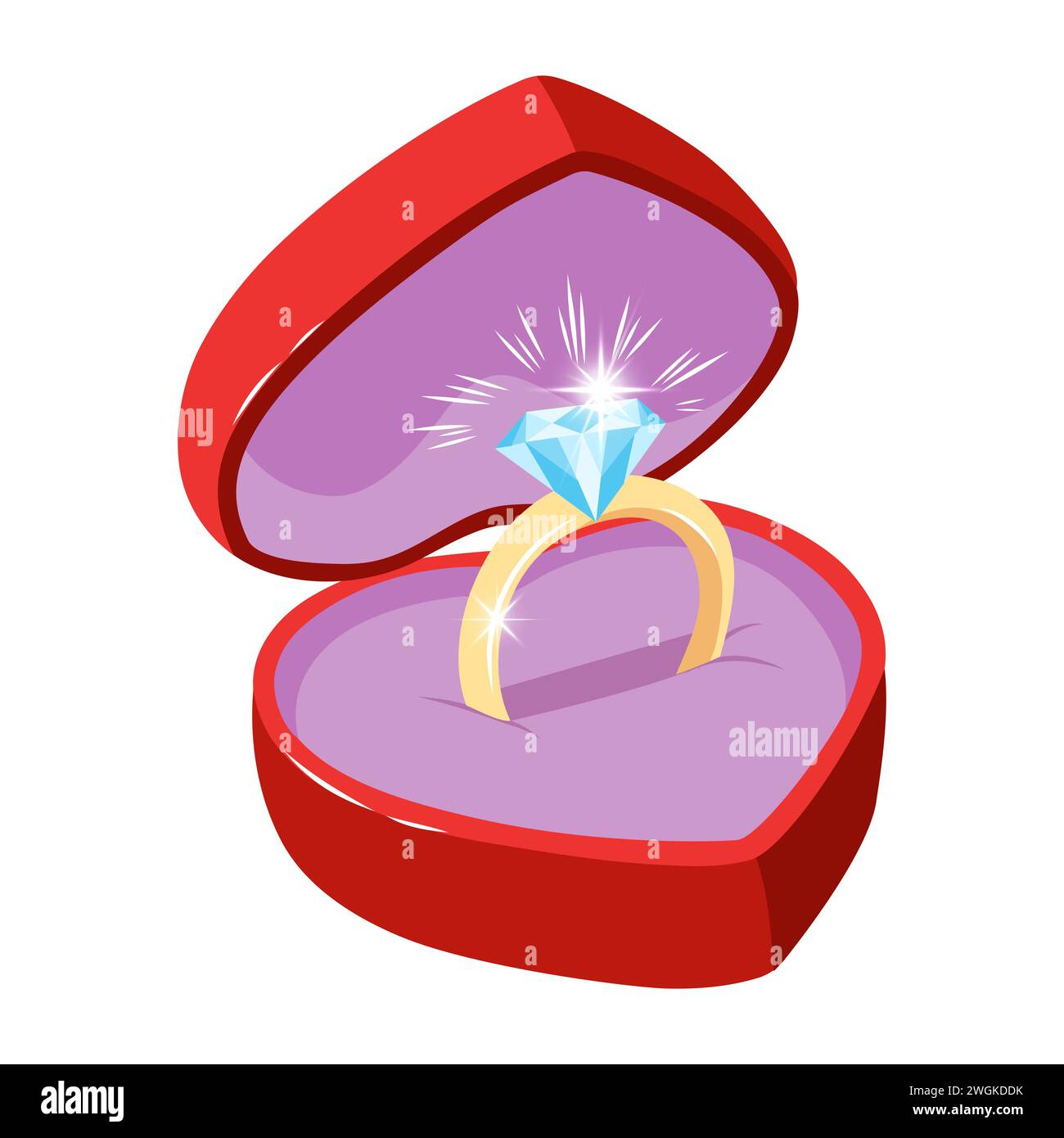 Hand drawn vector illustration of an engagement ring in a heart shaped ...