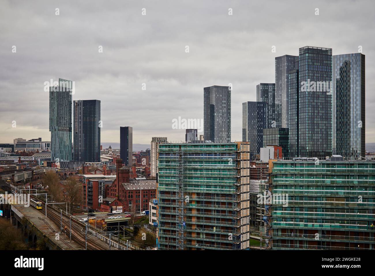 The changing skyline of Manchester showing the invasion of skyscraper ...