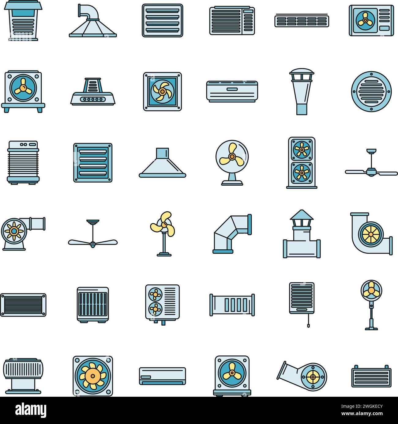 Ventilation Air Condition Icons Set Outline Set Of Ventilation Air Condition Vector Icons Thin