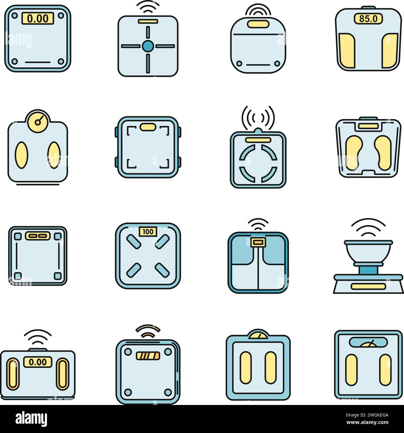 Body smart scales icons set. Outline set of body smart scales vector ...