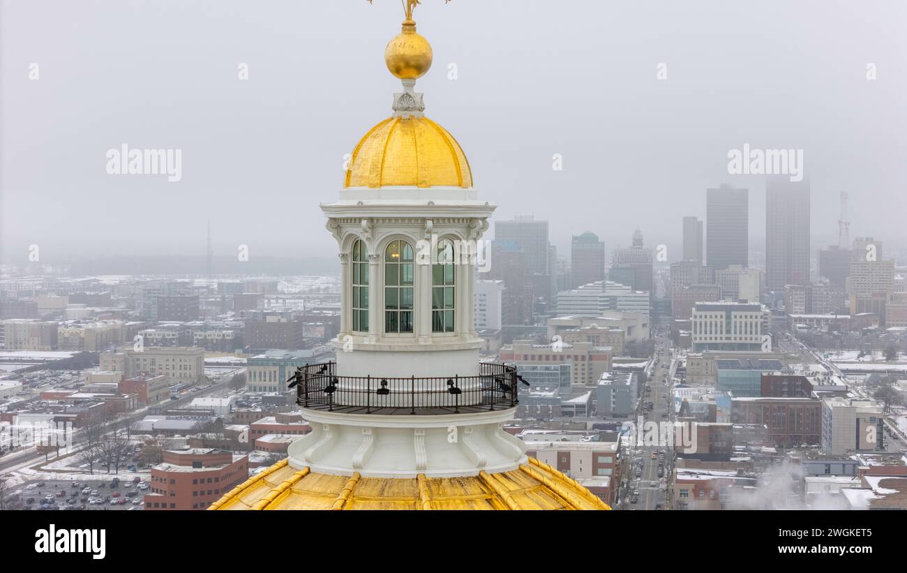 Aerial photograph of the the Iowa State Capitol Building and its ...