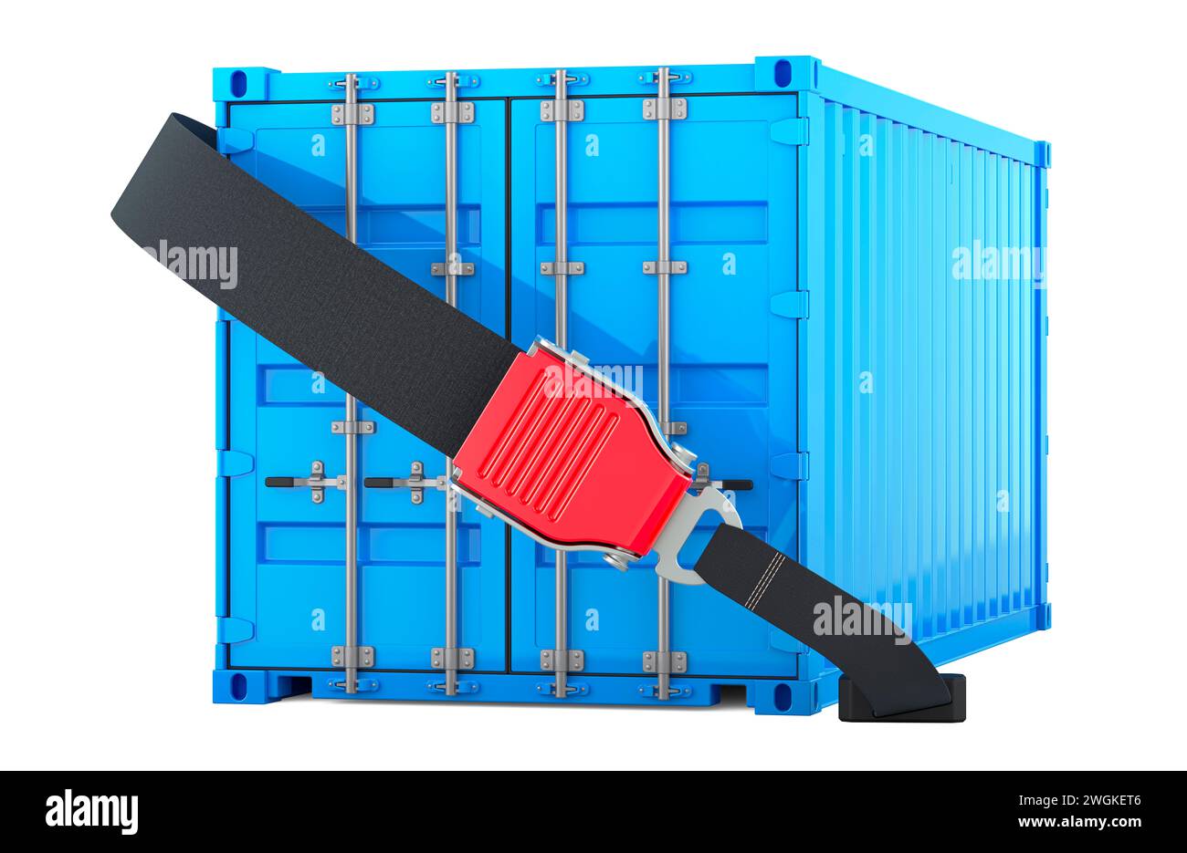 Cargo container with seat belt, 3D rendering isolated on white ...