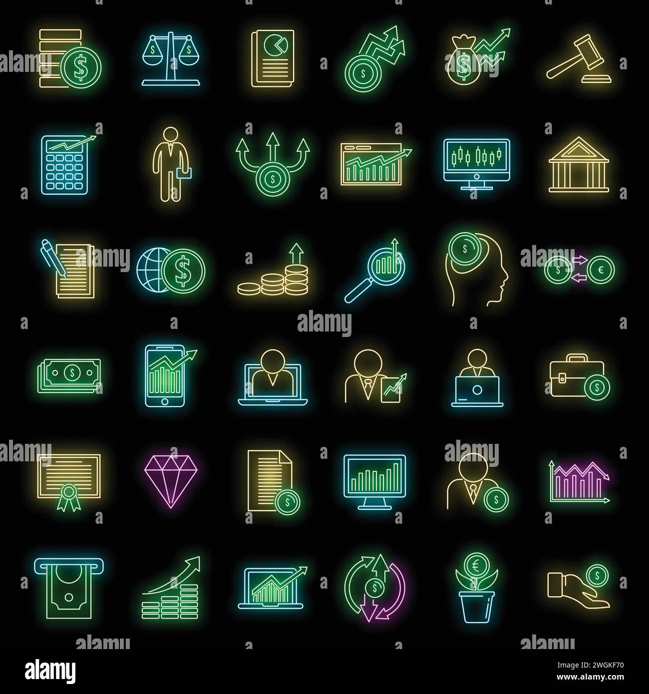 Broker auditor icons set. Outline set of broker auditor vector icons ...