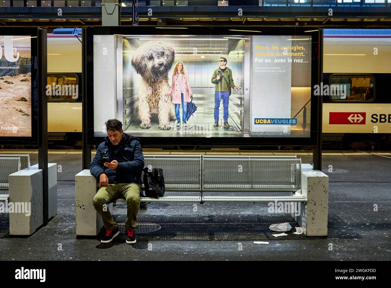 Geneva city in Switzerland Gare de Genève train station passenger ...