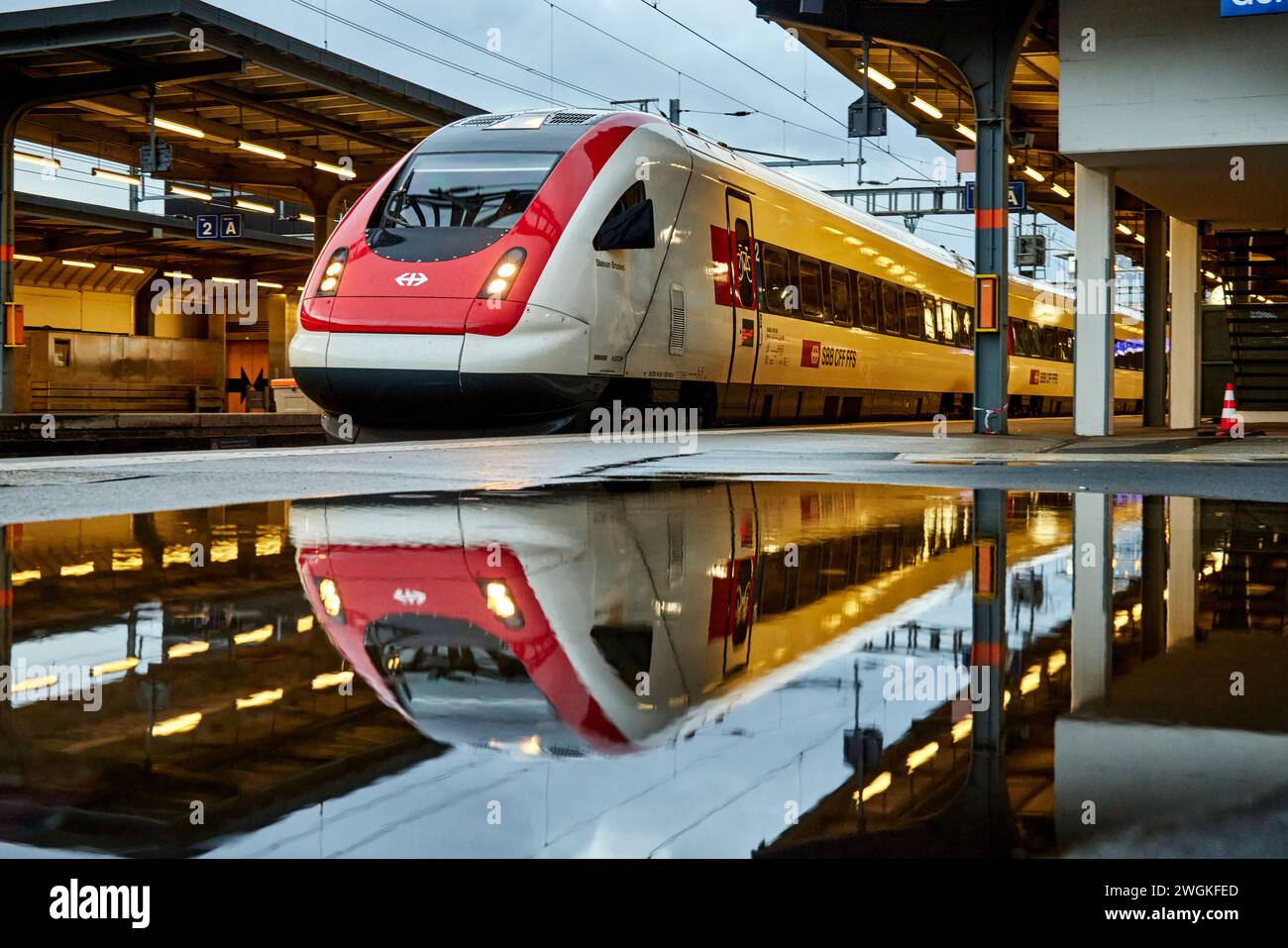 Geneva city in Switzerland Gare de Genève train station trains ...