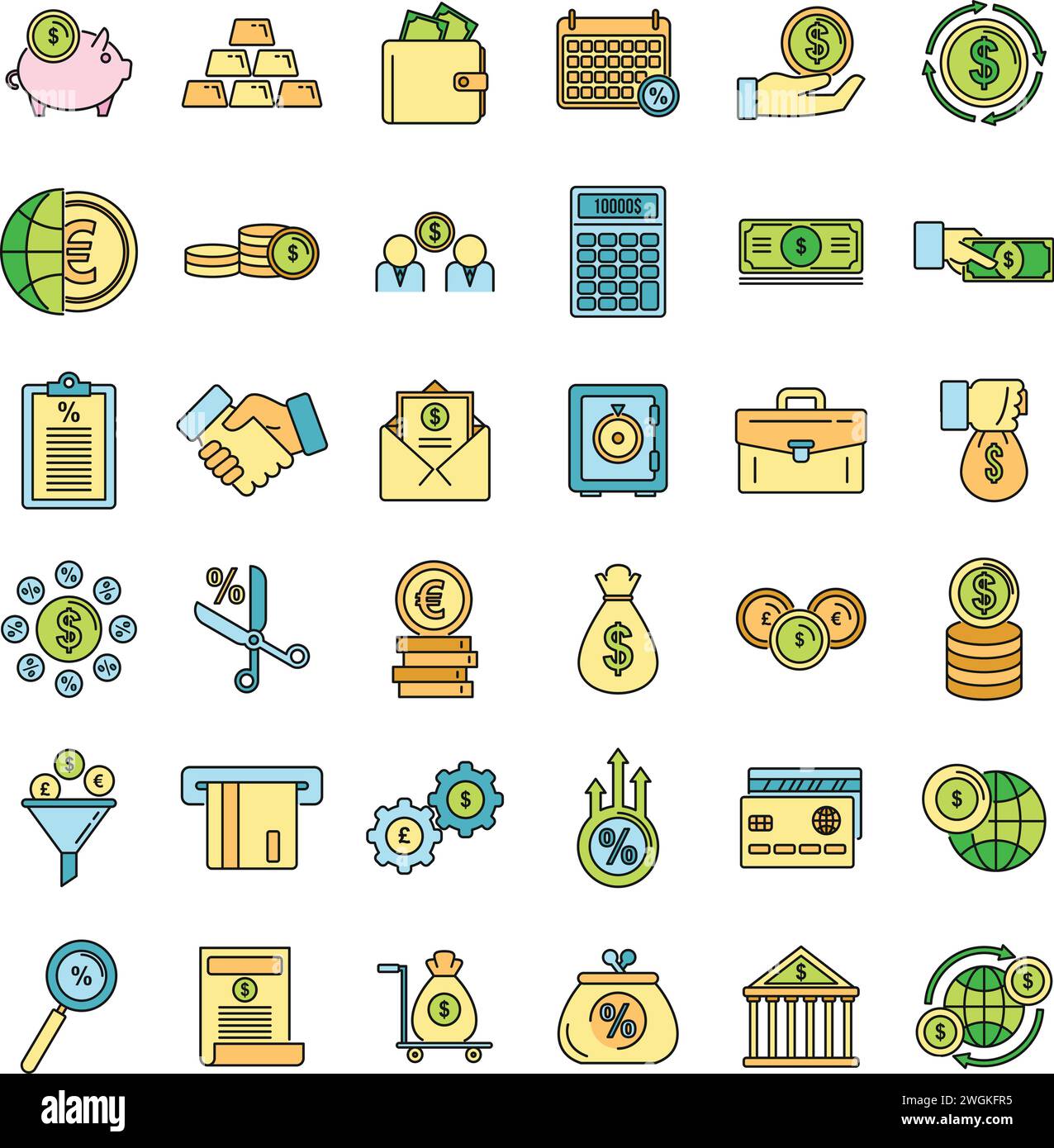 Credit union bank icons set. Outline set of credit union bank vector ...
