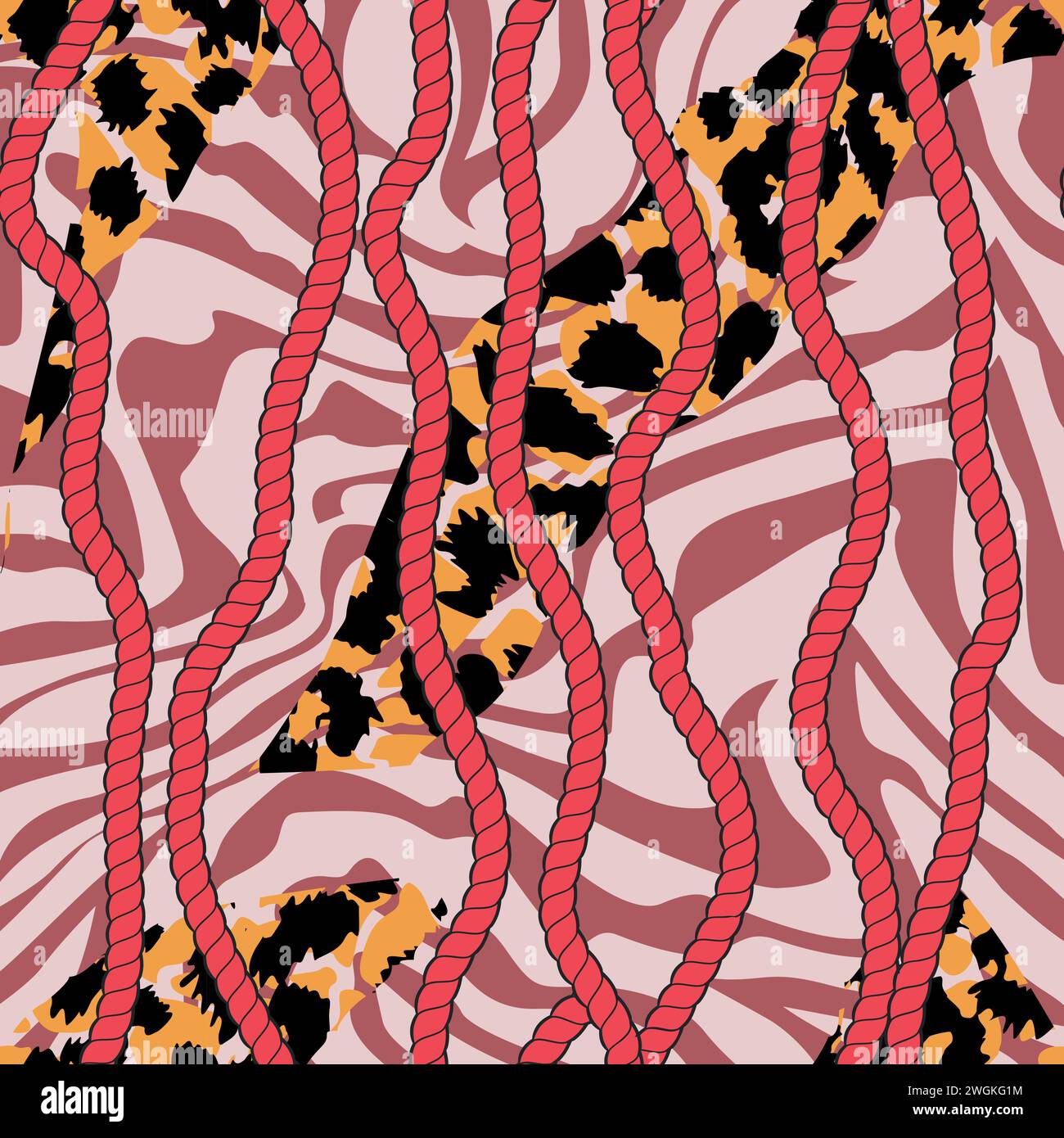 Continuous leopard print rope design. Pattern seamless for the textile ...