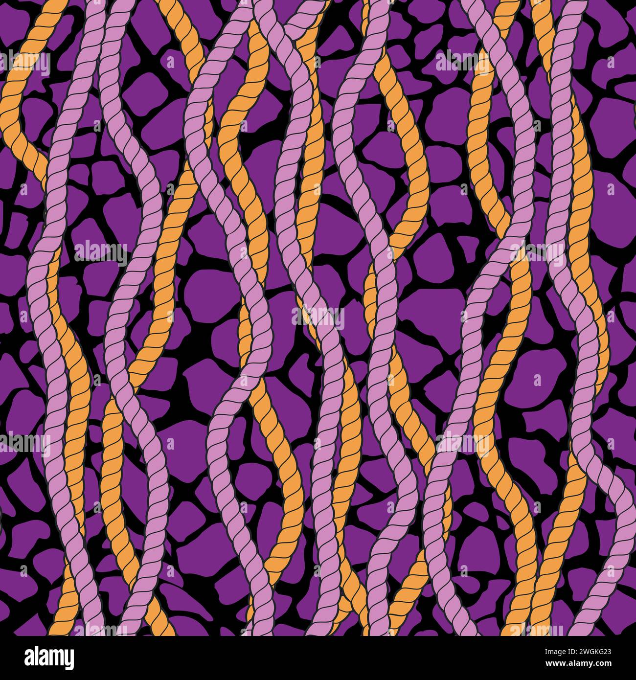 Continuous rope design on violet background. Pattern seamless for the ...