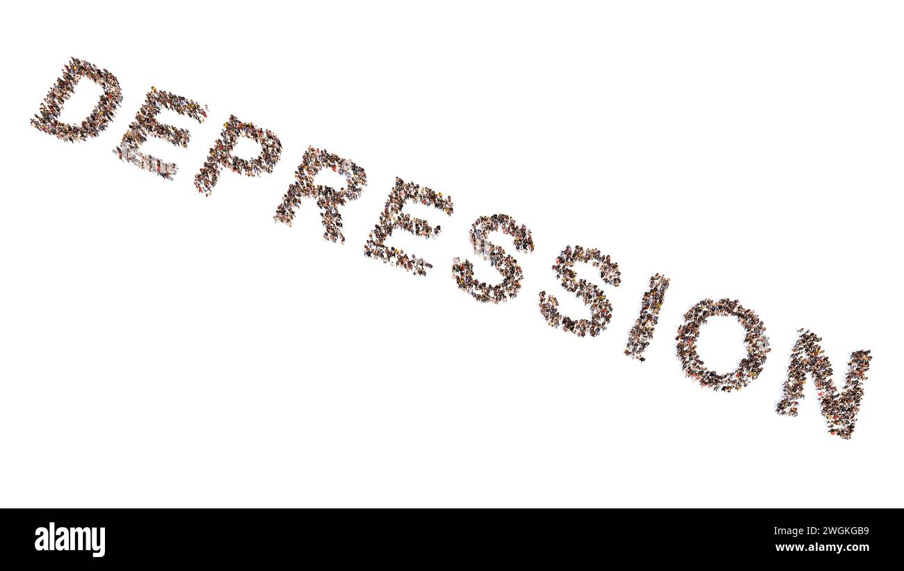 Concept conceptual large community of people forming the DEPRESSION ...