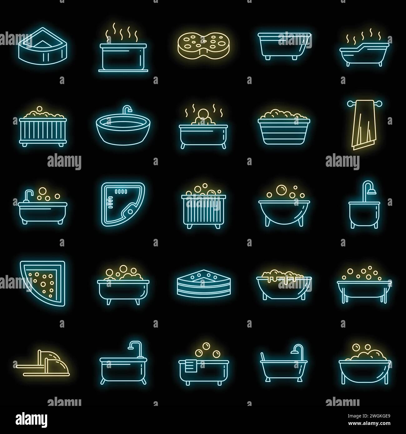 Modern jacuzzi icons set. Outline set of modern jacuzzi vector icons ...