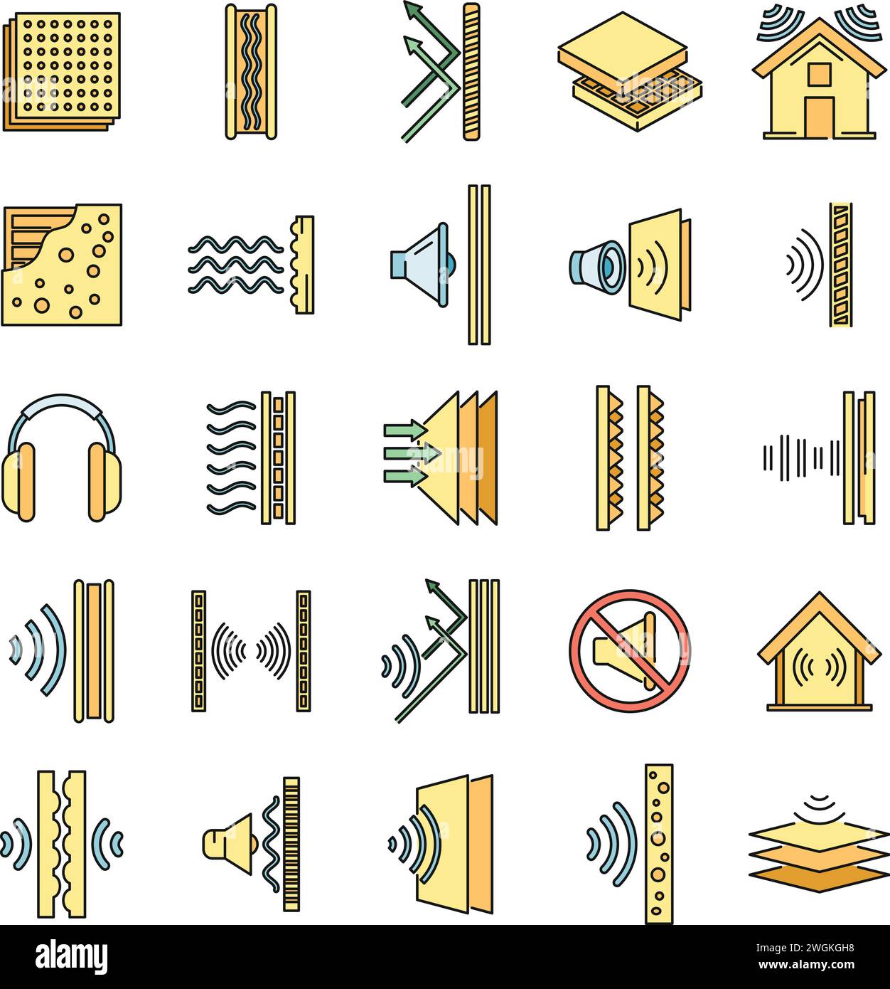 Studio soundproofing icons set. Outline set of studio soundproofing ... Studio soundproofing icons set. Outline set of studio soundproofing ...