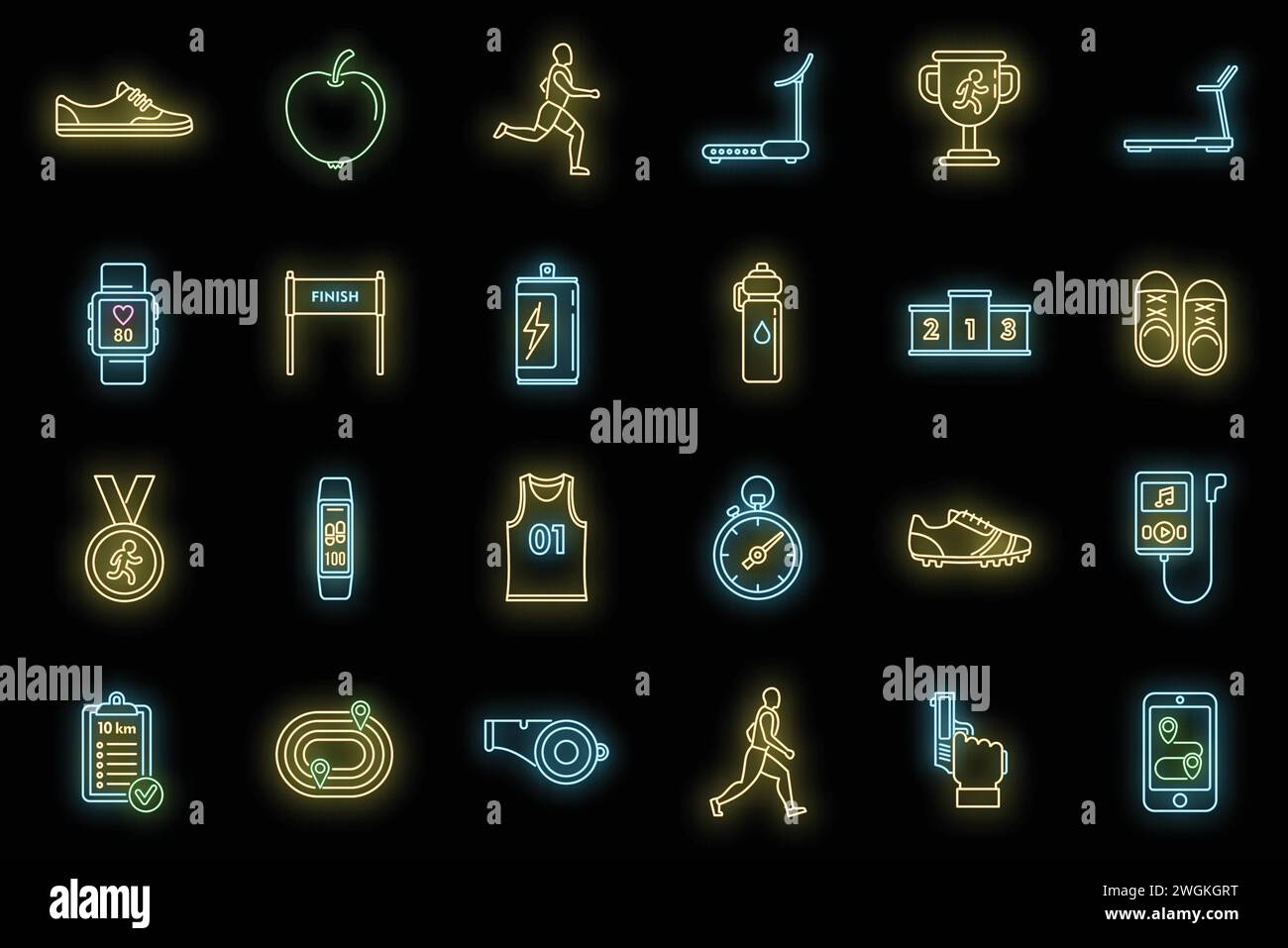Running neon outline people motion hi-res stock photography and images ...