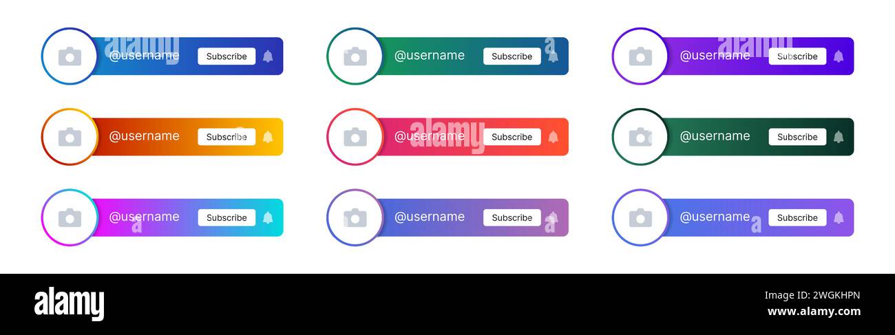 Lower third bar for social media. Template with a button with space for ...