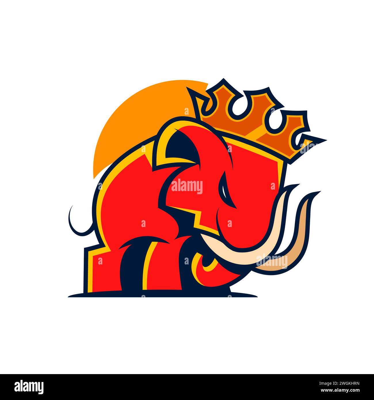 Elephant King With Crown Logo Design Vector Template With Luxury Gold ...