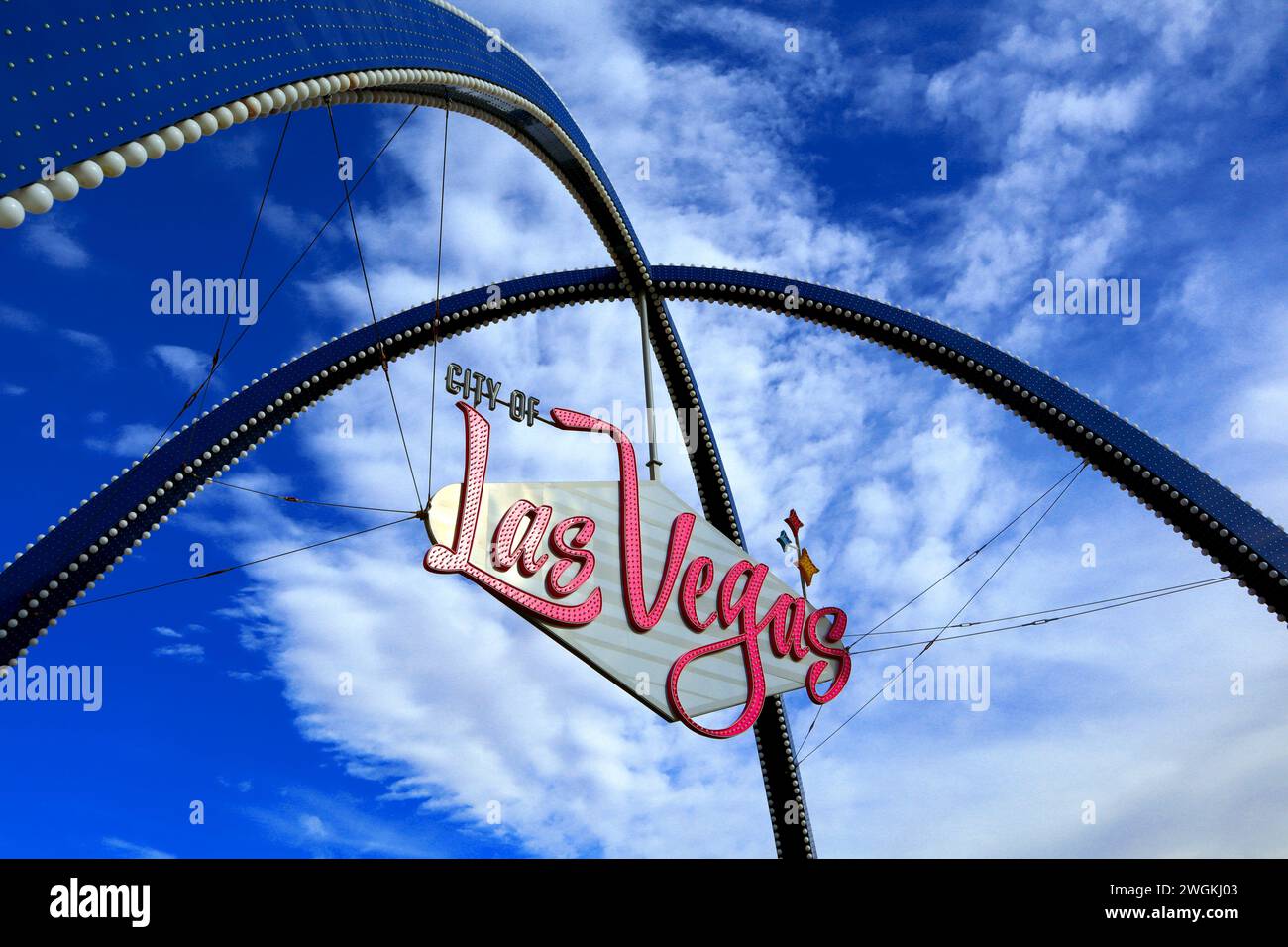 Las Vegas, Nevada: Las Vegas Boulevard Gateway Arches sign in downtown ...