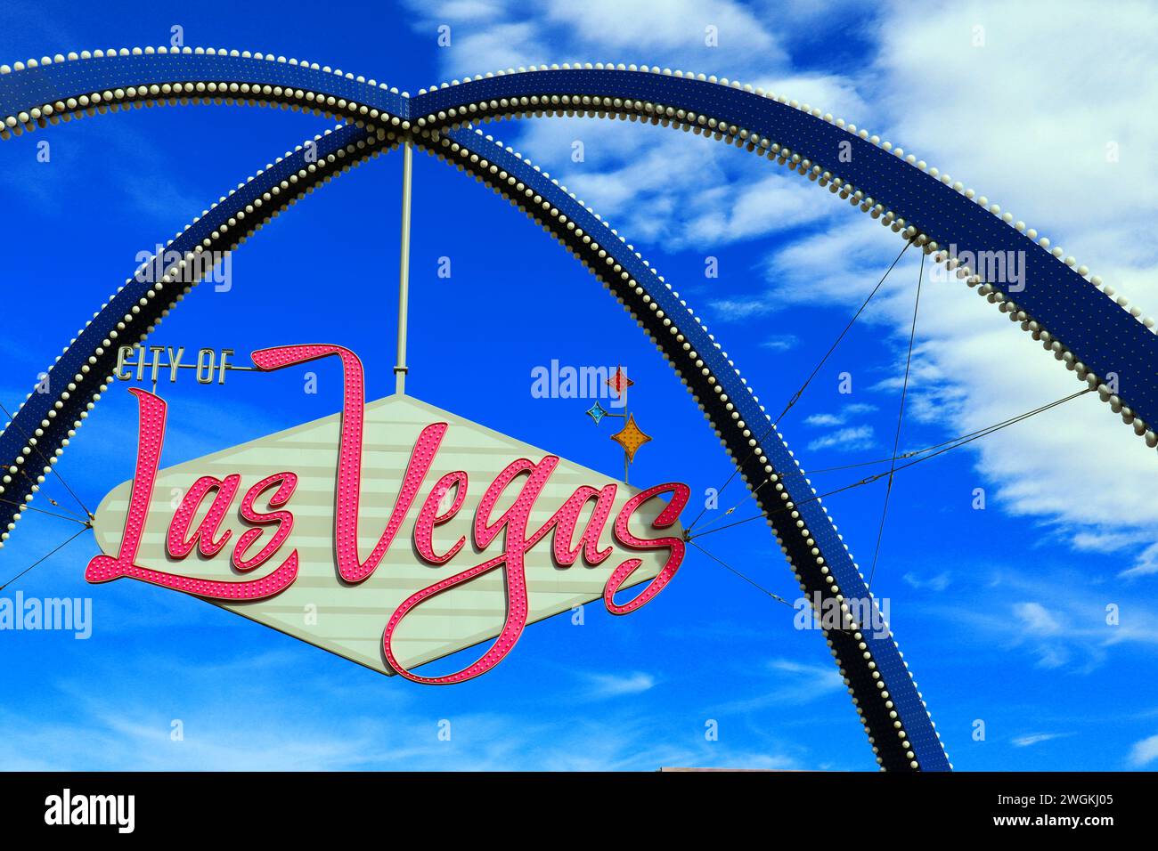 Las Vegas, Nevada: Las Vegas Boulevard Gateway Arches sign in downtown ...