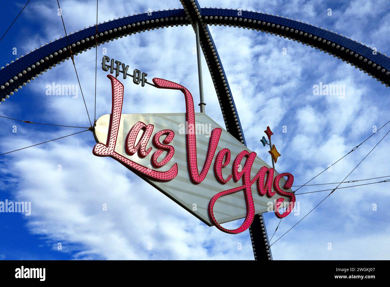 Las Vegas, Nevada: Las Vegas Boulevard Gateway Arches sign in downtown ...