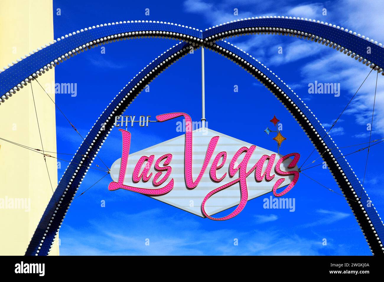 Las Vegas, Nevada: Las Vegas Boulevard Gateway Arches sign in downtown ...