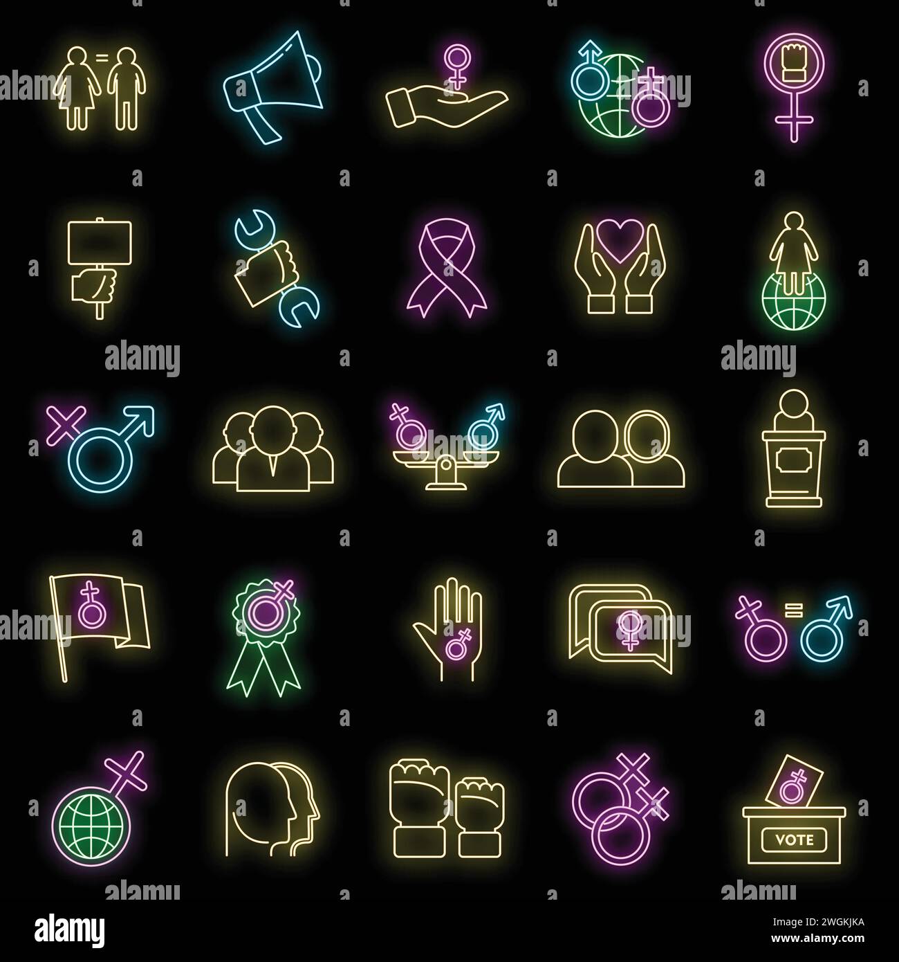 Empowerment girl icons set. Outline set of empowerment girl vector ...