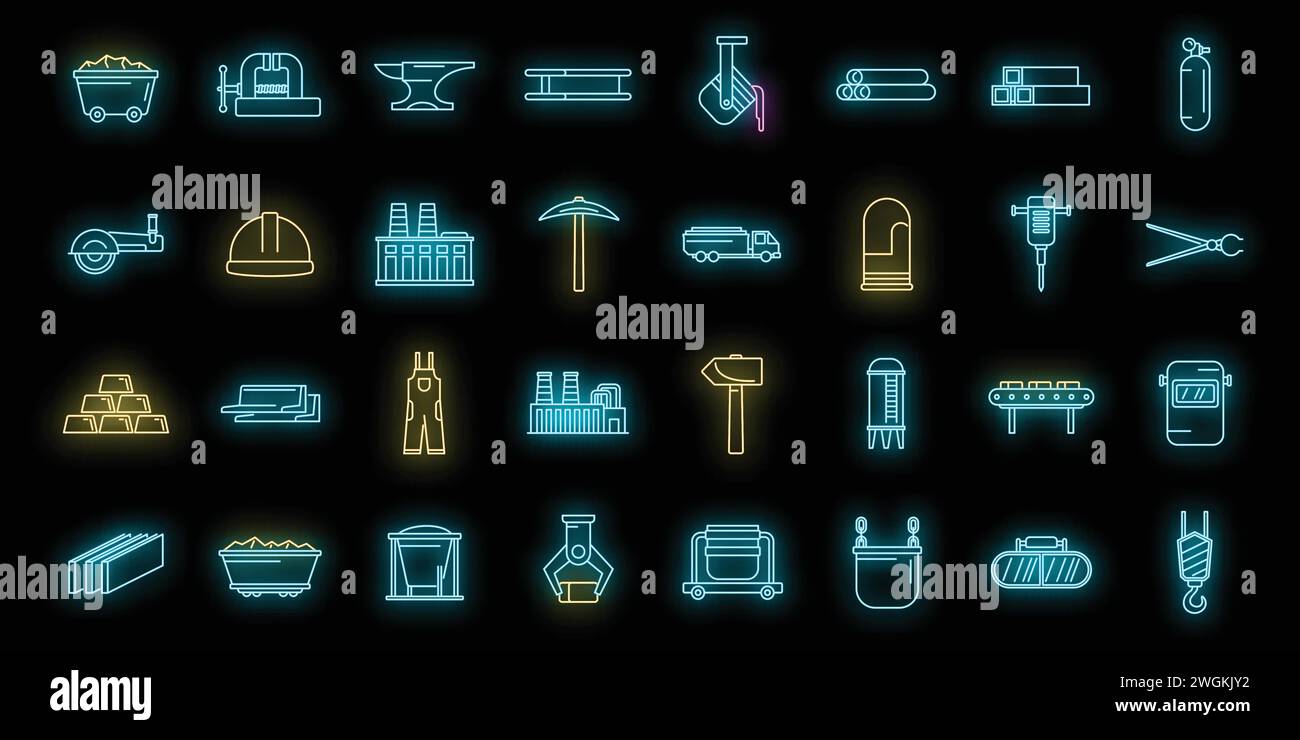 Metallurgy industry icons set. Outline set of Metallurgy industry ...