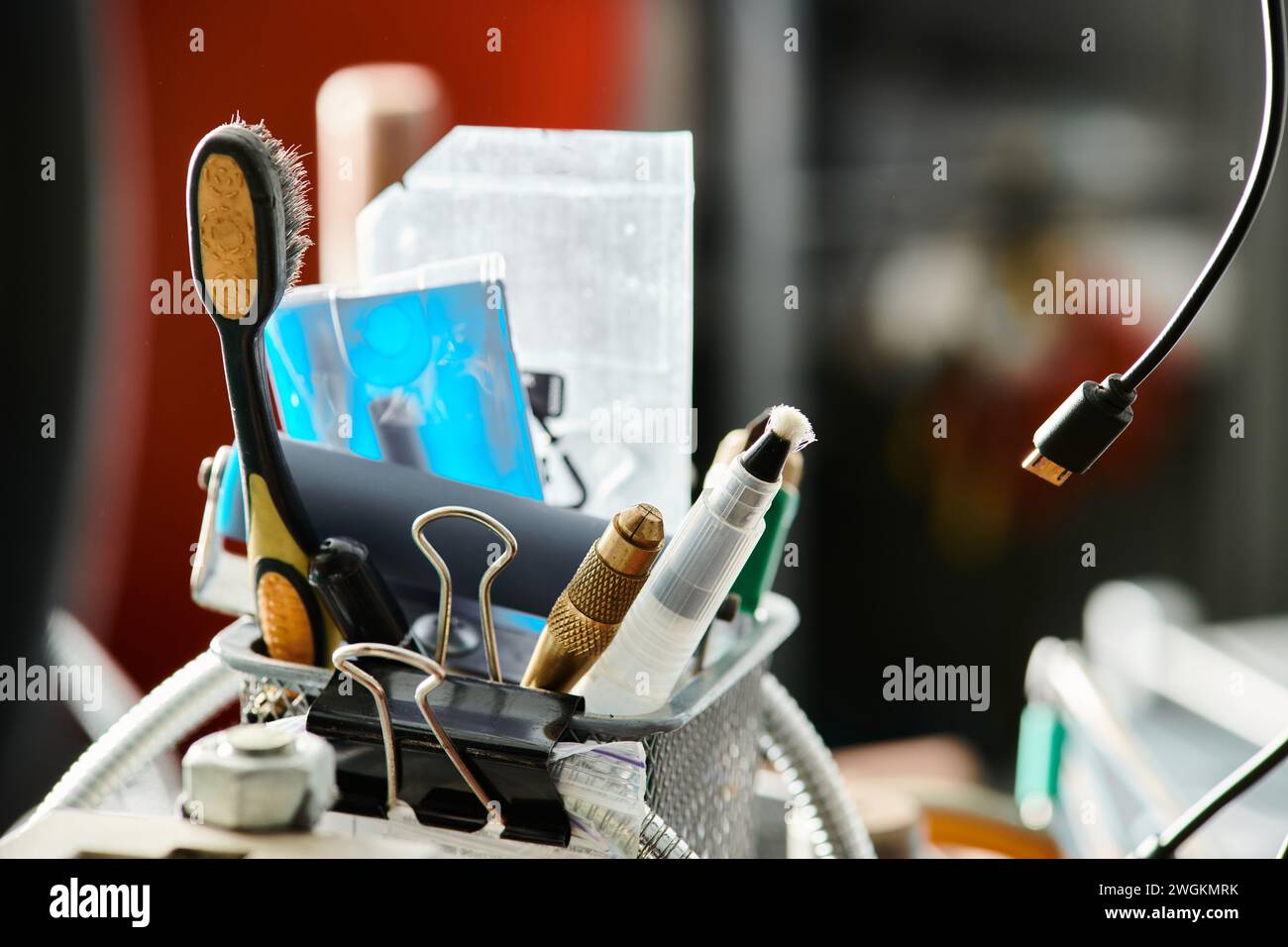 set of different tools for diagnostics and cleaning of electronic ...