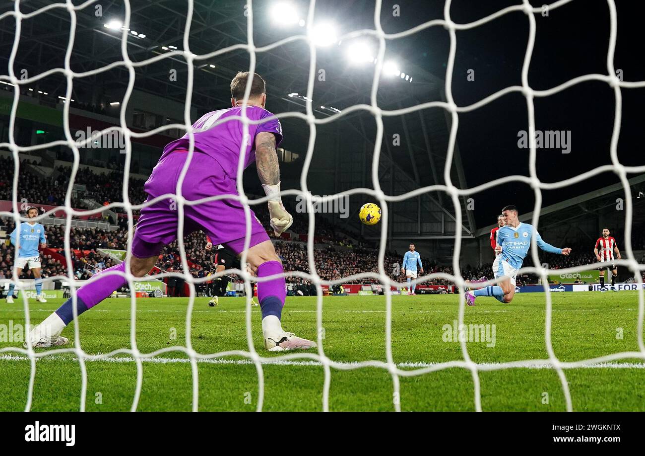 Manchester City's Phil Foden scores their side's second goal of the ...