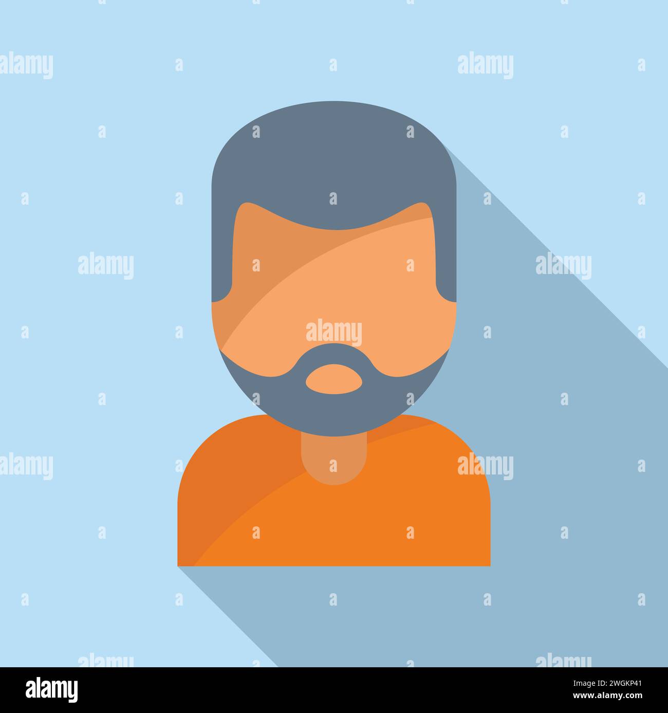 Aged mature beard icon flat vector. Funny facial. Adult portrait style ...