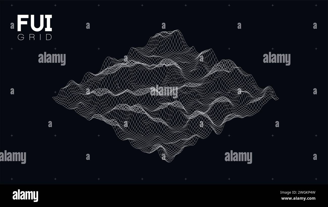 FUI GUI 3D Vector Landscape Scan Grid. Abstract futuristic background ...