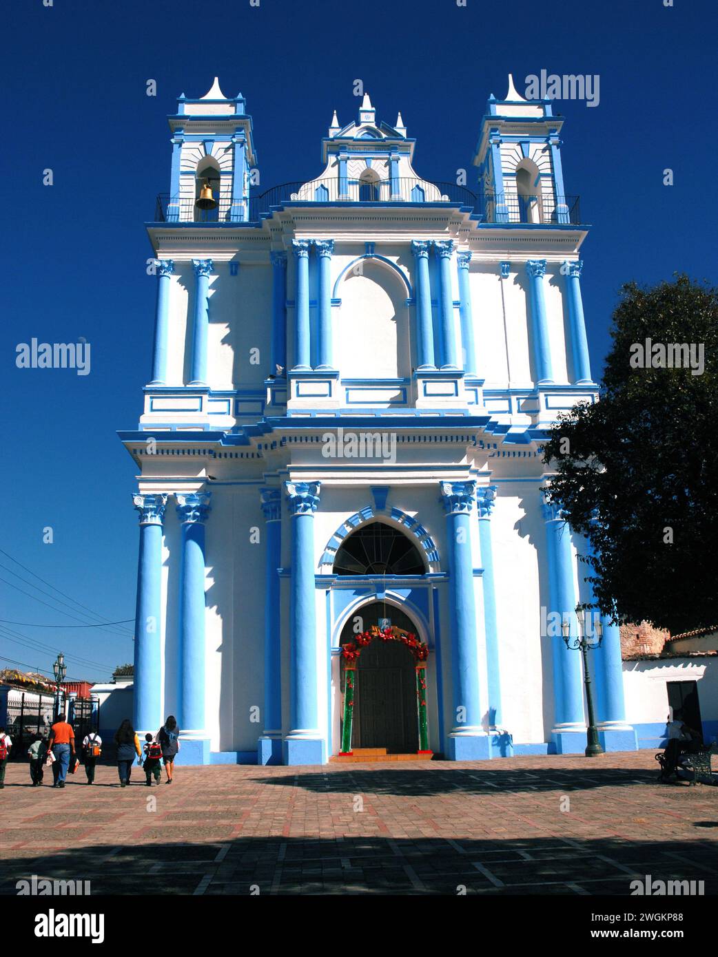 Blue and white church in Oaxaca, Mexico Stock Photo - Alamy