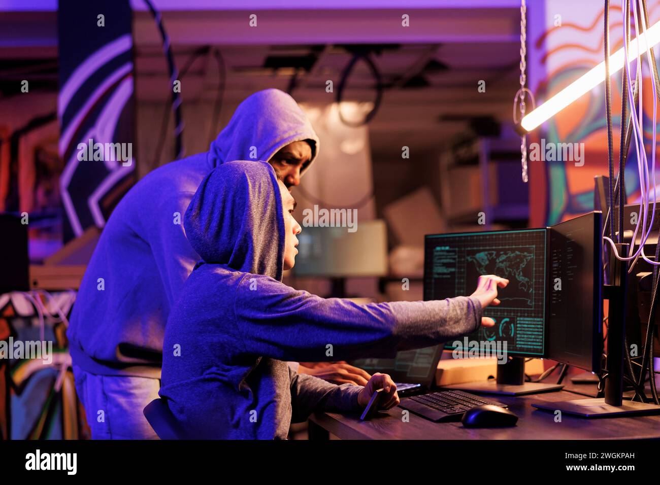 Hacker sharing ideas about breaking into government server, showing ...