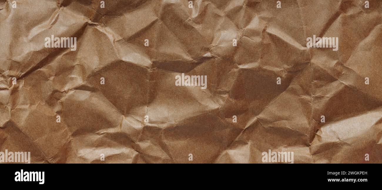 Crumpled and Textured Brown Paper with Many Folds, Wrinkled Color Paper ...