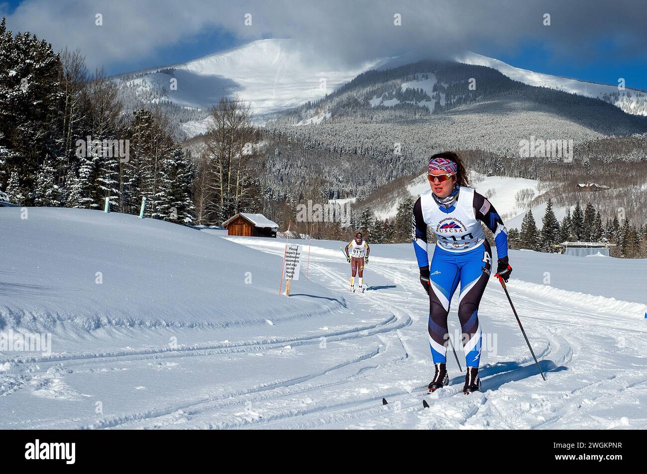 February 04, 2024: A United States Air Force Academy skier double poles ...